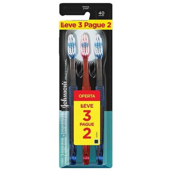 Escova de Dentes Professional 40 Macia Grande Leve 3 Pague 2 - Johnson ...