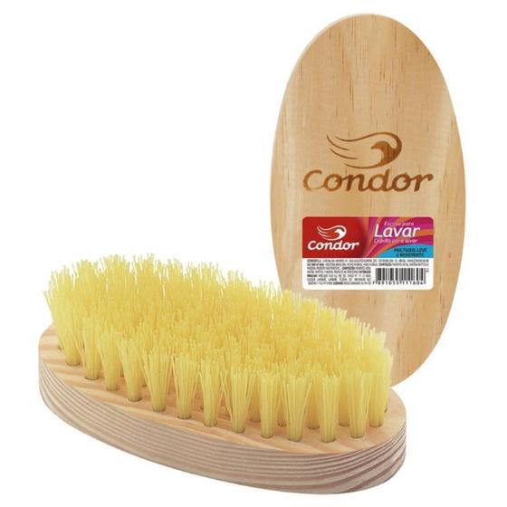 Escova de Lavar Roupas Condor Oval Original em Madeira com cerdas em ...