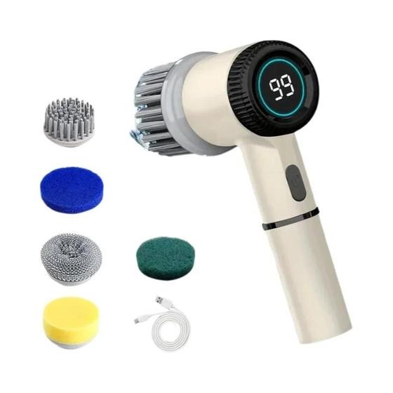 Escova De Limpeza Elétrica Multifuncional 5 Em 1 Com Display LED Para ...