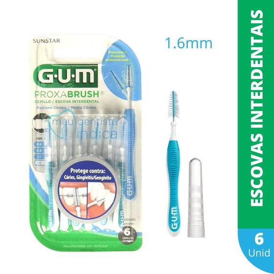 Escova Interdental Grossa GUM 1.6mm 6 unidades - Escova Interdental ...