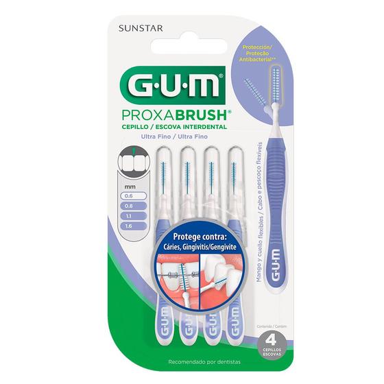 Escova Interdental Gum Proxabrush 0,6mm Ultra Fino com 4 Unidades ...