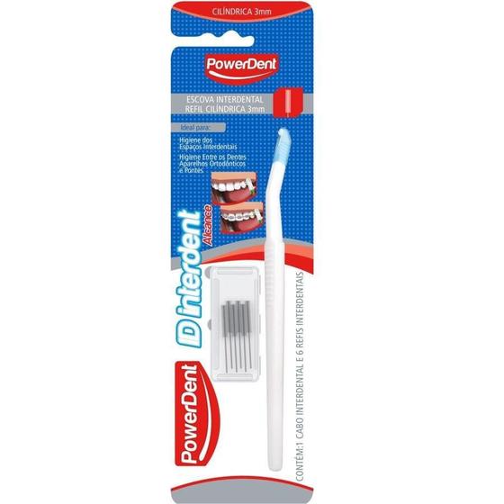 Escova Interdental Powerdent Interdent Cônico 3 a 7mm + Refis 6 ...