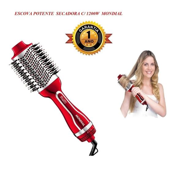 Escova Secadora Alisadora Seca E Alisa Mondial Original 110V Siver Red ...
