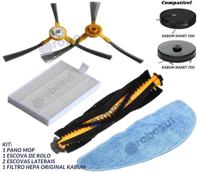Escovas Filtro Mop Para Robô Aspirador Kabum Smart 500 E 700 - Robosul - Filtro para Aspirador ...