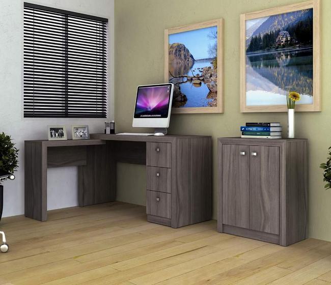 Escritório Compacto Completo 2 Peças Tecno Mobili - Conjunto Escritório ...