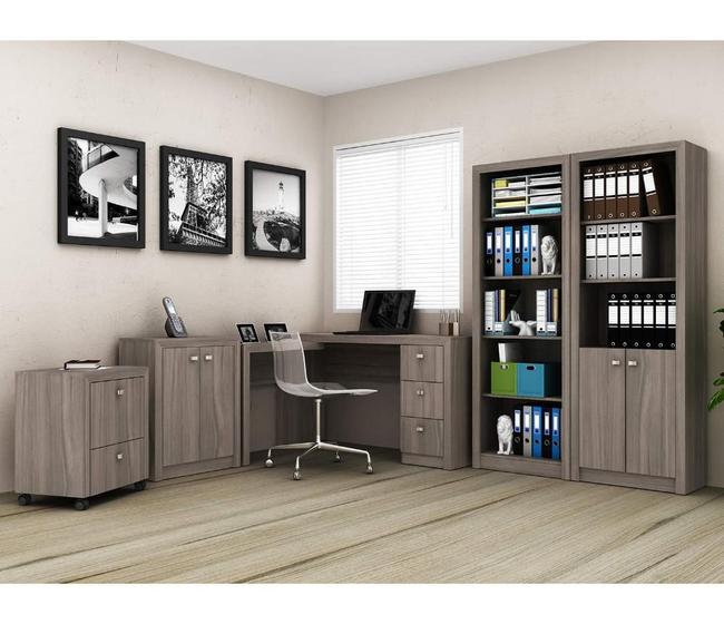 Escritório Compacto Completo 5 Peças Carvalho Tecno Mobili - Conjunto ...