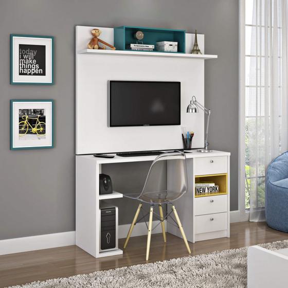 Escritório Completo com Mesa para Computador 3 Gavetas e Painel ...