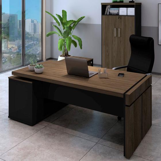 Escritório Completo Diretoria 3 Portas Charuto/preto - Artany Móveis ...