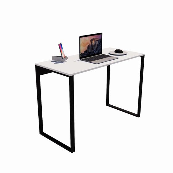 Escrivaninha 0,90m Branca e Preta de Madeira e Metal para Home Office ...