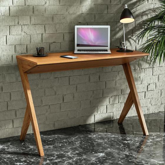 Escrivaninha 108,5cm Madeira Maciça Tampo com Divisória Interna Slim ...