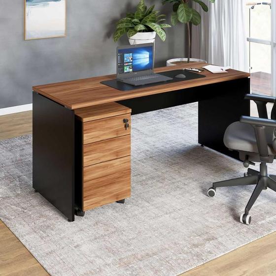 Escrivaninha 180cm x 70cm Pé Painel Gaveteiro 3 Gavetas F5 - F5 Office ...