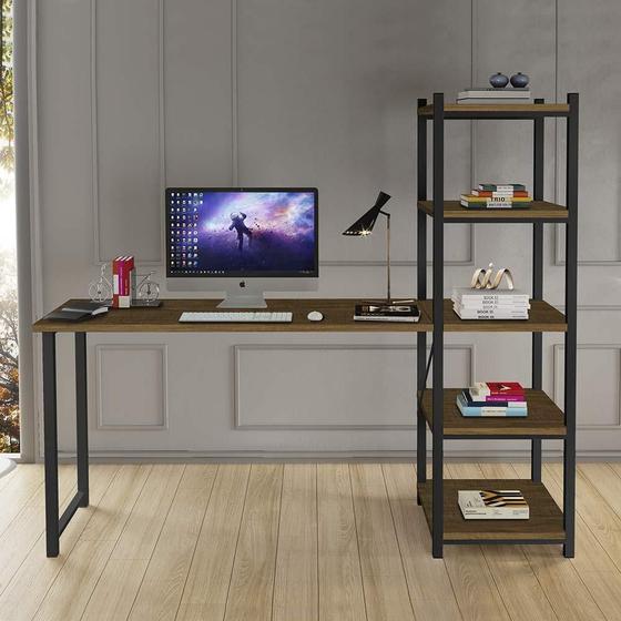 Escrivaninha com Estante 4 Prateleiras Innovare Art Panta Canela ...