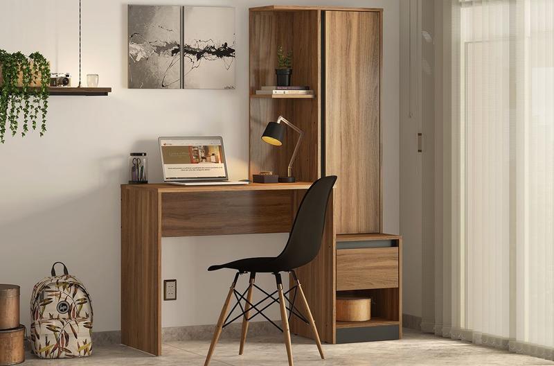 Escrivaninha Grande Com Armário 1 Porta e 1 Gaveta - ESTILO & CONFORTO ...