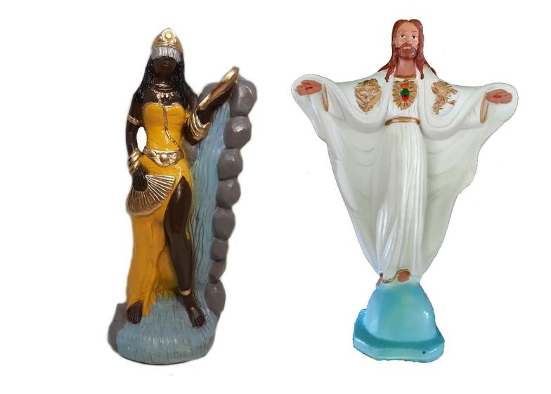Escultura Estatueta Imagem Orixá Oxum E Oxalá Jesus Candomblé Umbanda ...