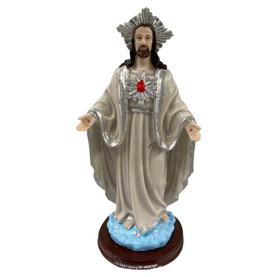 Escultura Jesus Oxalá abençoando 31 cm em resina Branco - Lua Mística ...