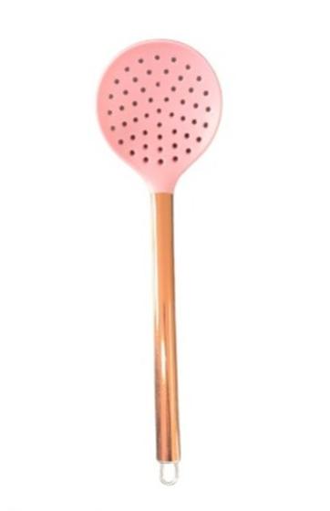 Escumadeira / Espumadeira em Silicone grande Cabo inox Rose - Hai Brasil - Escumadeira ...