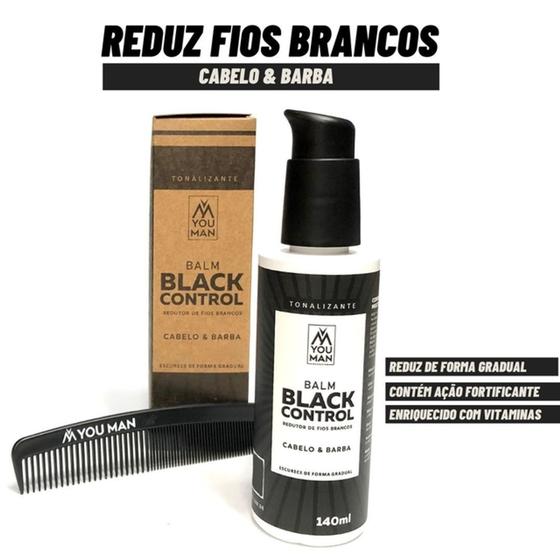 Escurecedor de Fios Brancos para Cabelo e Barba Balm Black Control 140 ...
