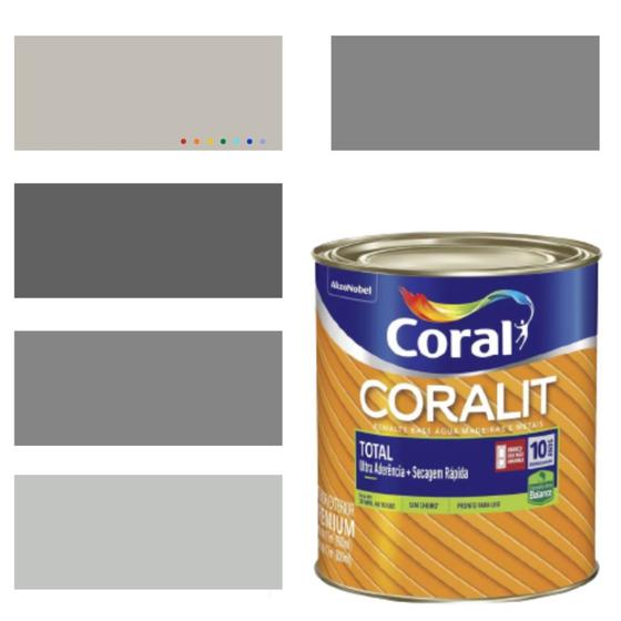 Esmalte Sintético Base Água Coral Coralit 800ml Cor Cinza Acetinado p ...