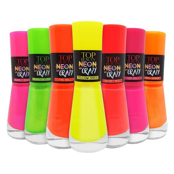 Esmaltes Neon Top Beauty Neon My Crazy 7 Cores Fluorescentes - Esmalte ...