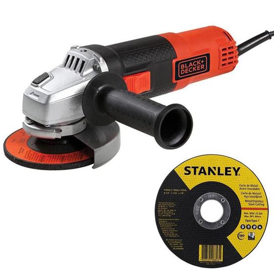 Esmerilhadeira Angular Black+Decker G720 e Disco de Corte Stanley, 820 ...
