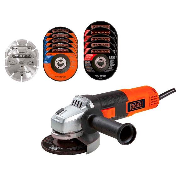 Esmerilhadeira Angular Black+Decker G720K12 4 - 1/2" Com Maleta e 12 ...