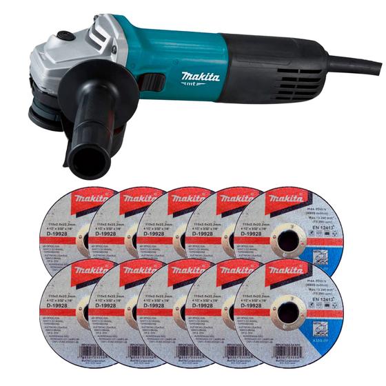 Esmerilhadeira Angular Makita profissional M9510b 850w mais 10 discos ...