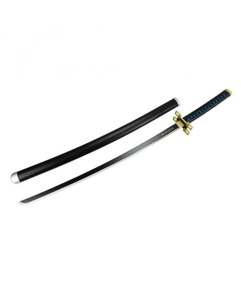 Espada Decorativa Lâmina Preta Guarda Dourada Japonesa Katana 100cm ...