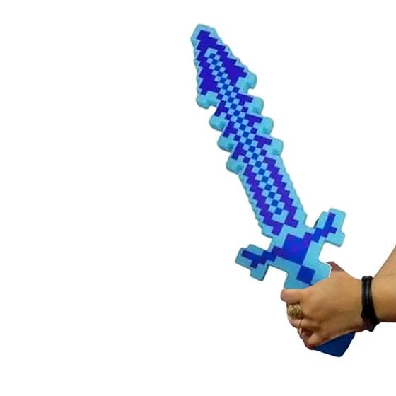 Espada Minecraft Pixel com Luz e Som 62 cm - Geek - Espada de Brinquedo ...