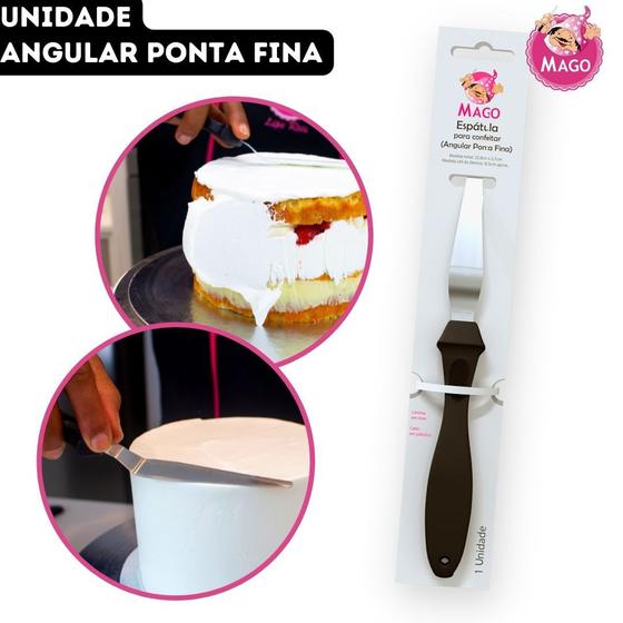 Espátula para Confeitar Angular Ponta Fina Aço Inox Ergonômica Mago ...