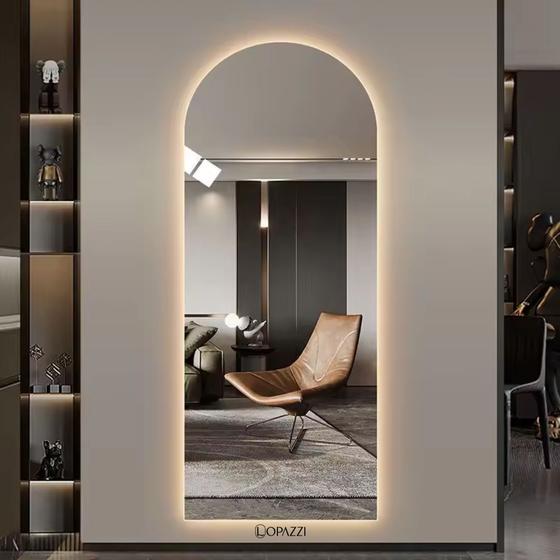 Espelho Grande Oval com Base Reta 150x40 Corpo Inteiro com LED - Luz ...