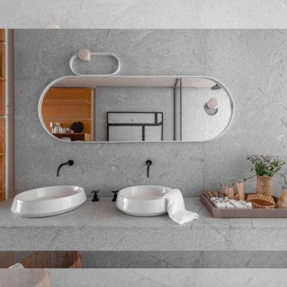 Espelho oval com moldura em metal corpo inteiro - 150x50 - Lopazzi ...