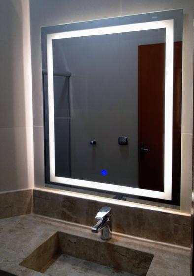 Espelho Quadrado com Led Jateado e Botão Touch Screen 50x50 - Decora ...
