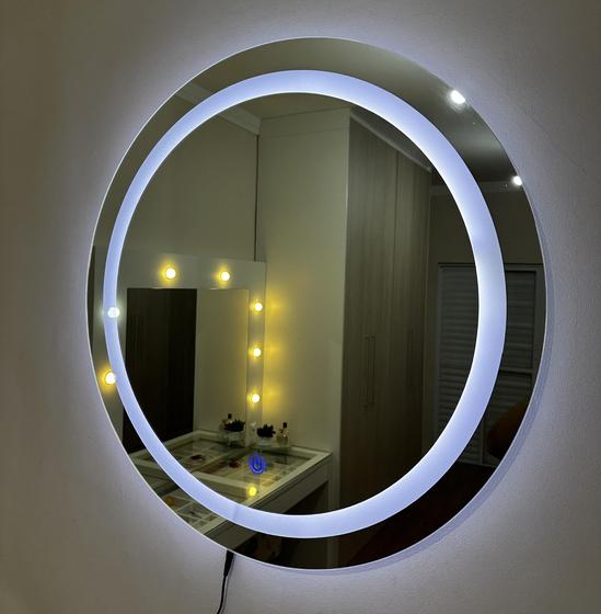 Espelho REDONDO JATEADO Iluminado com Led e Botão Touch Screen - Decora ...