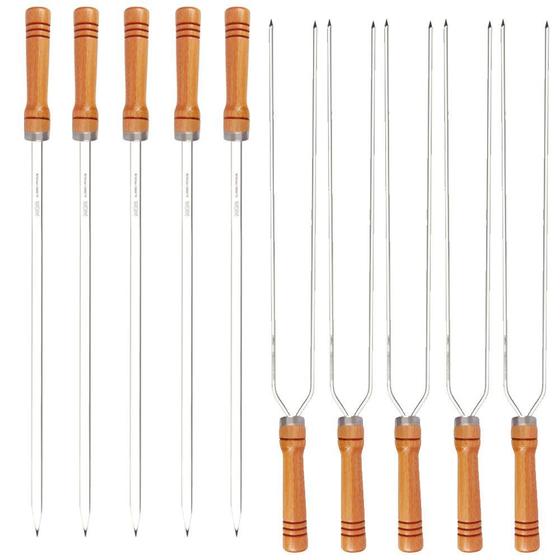 Espeto Churrasco Kit 5 Simples + 5 Duplos 80cm Alumínio Mor - Espeto ...