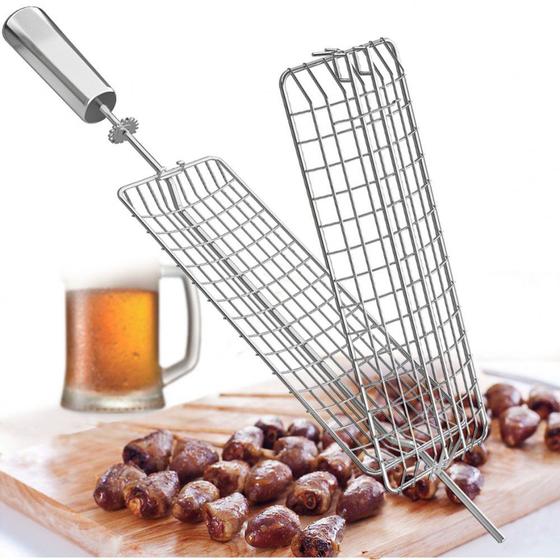 Espeto Grelha Rotativo Giratório Inox Para Coração Carnes Miudas ...