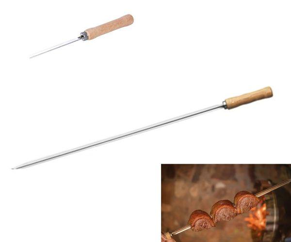 Espeto Para Churrasqueira Simples 1 Lamina Inox Cabo Madeira ...