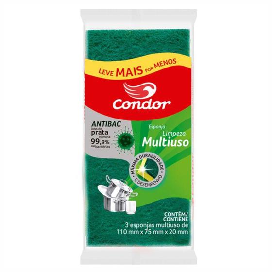 Esponja Multiuso Condor Limpeza Pesada 3 Peças - Esponja Dupla Face ...