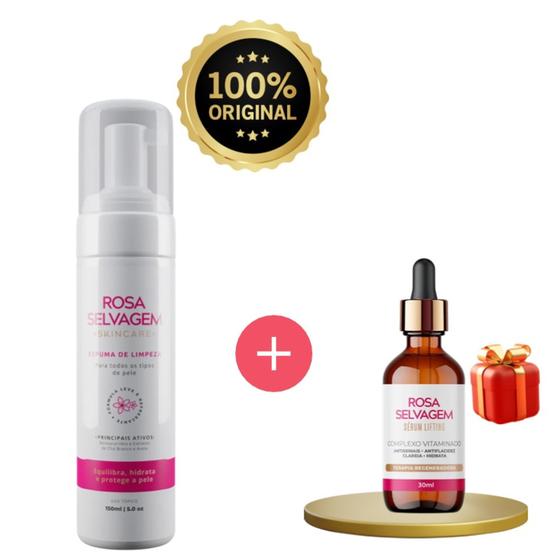 Espuma de Limpeza Rosa Selvagem+Sérum Facial Rosa Selvagem Original ...