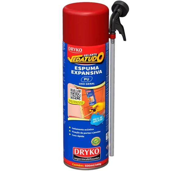 Espuma Expansiva Selante de Poliuretano Vedatudo 500ml 340 Gramas - ESPUMAPU - DRYKO - Espuma ...