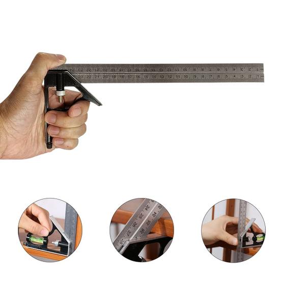 Esquadro Combinado 12pol 300mm Marceneiro Carpinteiro - I.D.E.A.+PRO ...