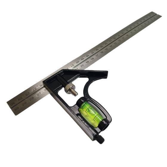 Esquadro Combinado Com Nível Régua 300mm Inox Com Riscador - Charbs ...