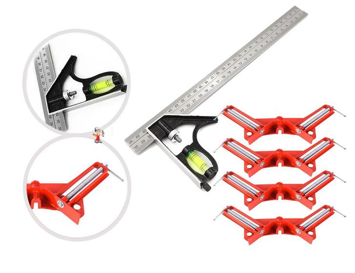 Esquadro Combinado Marceneiro/carpinteiro 12 Pol 300mm + 4 Sargento ...