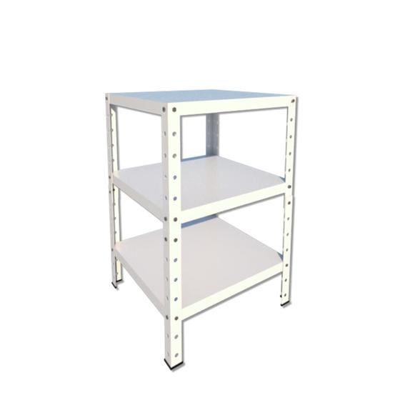 Estante Aço Pequena p 45kg BRANCA 3 Bandejas Bipartida 65cm x 40cm x ...