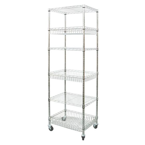 Estante Com 6 Prateleiras De Aço Inox Para Cozinha Banheiro ...