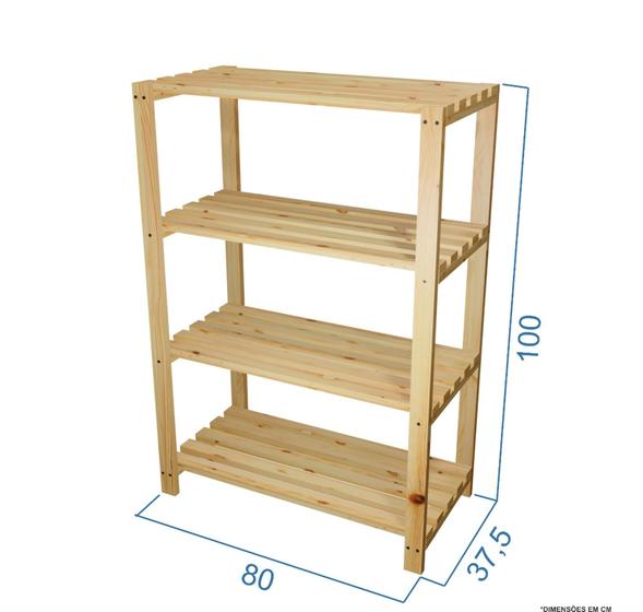 Estante de madeira 4 prateleira multiuso - DM - Prateleira - Magazine Luiza