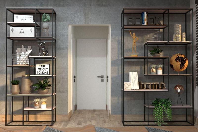 Estante de Metalon e Madeira para Sala de Estar Duo Metalic - Coleção ...