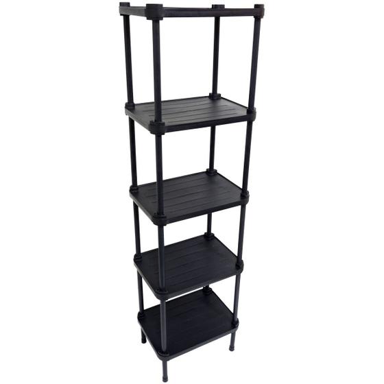 Estante de Plástico Modular Multiuso 5 Prateleiras 1 Torre Preta ...