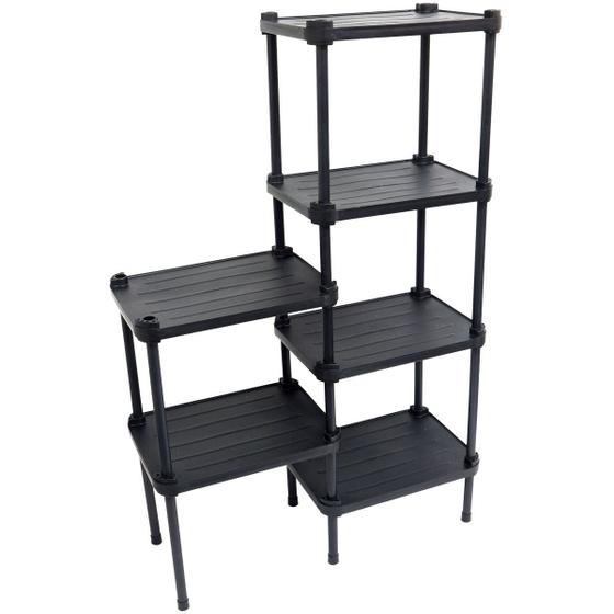Estante de Plástico Modular Multiuso 6 Prateleiras 2 Torres Preta ...