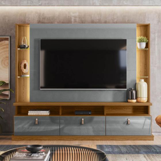 Estante Home Bilbao Freijó/Cinza Perolizado para TVs até 70 Polegadas 3 ...
