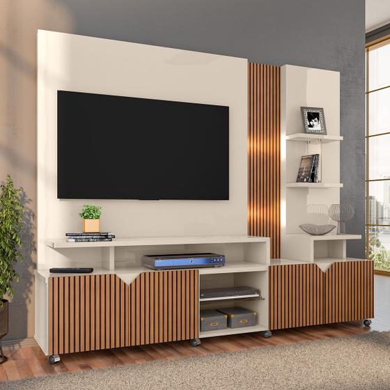 Estante Home Cross Off White/Tauari Ripado para TVs até 55 Polegadas 4 ...